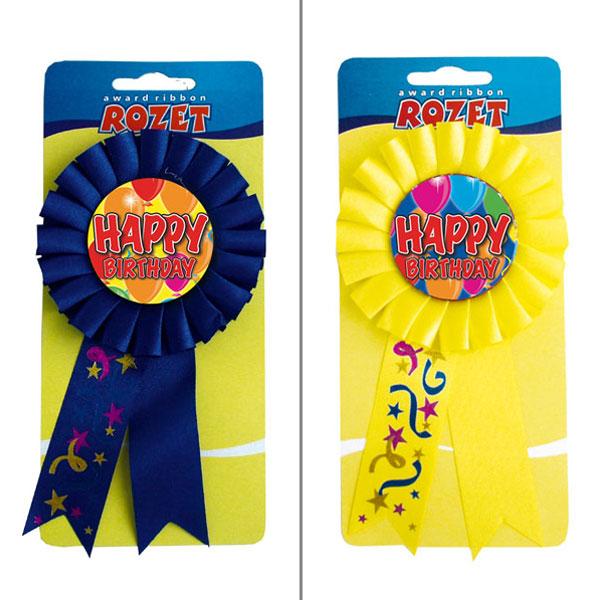 Rosette Happy Birthday 15 cm à prix minis sur decoagogo.fr